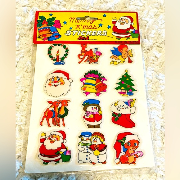 Hallmark | Office | New Vintage 8s Pms Christmas Sticker Sheet Puffy ...